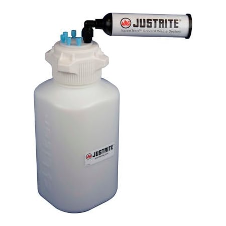 Justrite 12800 VaporTrap Carboy With Filter Kit, HDPE, 4-Liter, 6 Ports ...