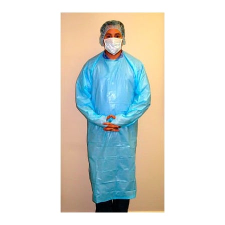 Keystone Safety Lightweight Polyethylene Isolation Gown W/ Rear Entry ...