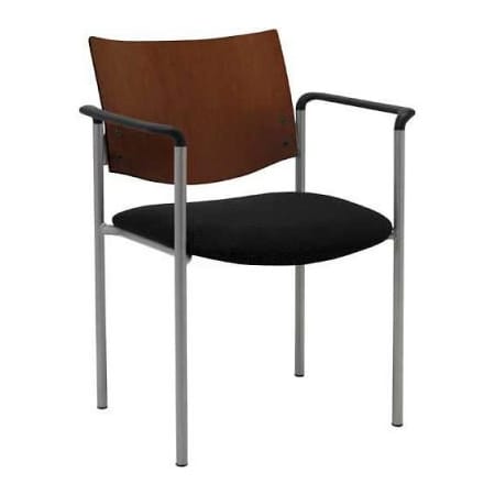 Kfi Guest Chair with Arms - Chocolate Wood Back, Black Vinyl Seat ...