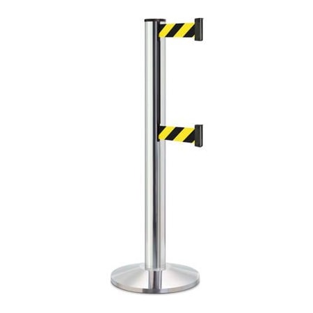Lavi Industries BeltracÂ Retractable Dual Belt Barrier, 40" Chrome Post ...