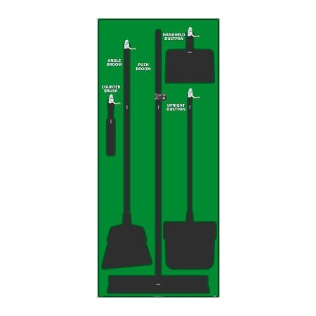 Nmc National Marker Janitorial Shadow Board, Green on Black, General ...