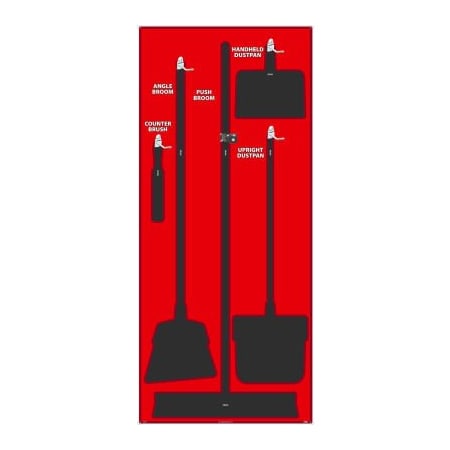 Nmc National Marker Janitorial Shadow Board, Red on Black, General ...
