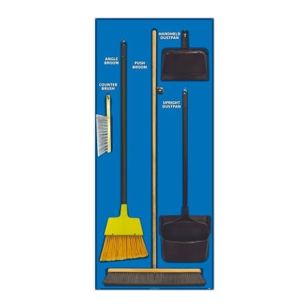 Nmc National Marker Janitorial Shadow Board Combo Kit, Blue on Black ...