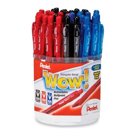 Pentel Pentel Wow! Ballpoint Retractable Pen Display Box, Medium, Black ...