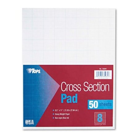 Tops Business Forms Cross Section Pad, 8-1/2 x 11, 8 Squares/Inch, 20 ...