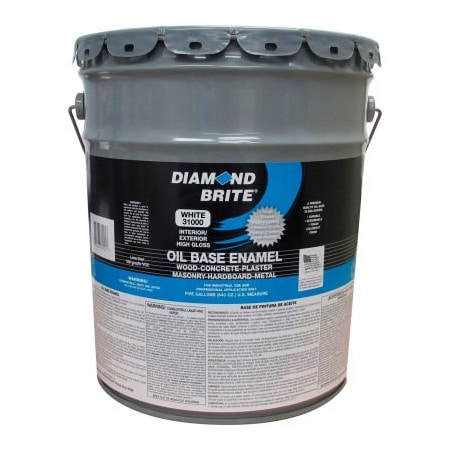 Diamond Brite Interior/Exterior Paint, Gloss, White, 5 gal 31000-5 | Zoro