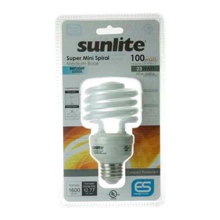 Sunshine Lighting Sunlite® 00826-SU SMS23/65K 23W Super Mini Spiral CFL ...