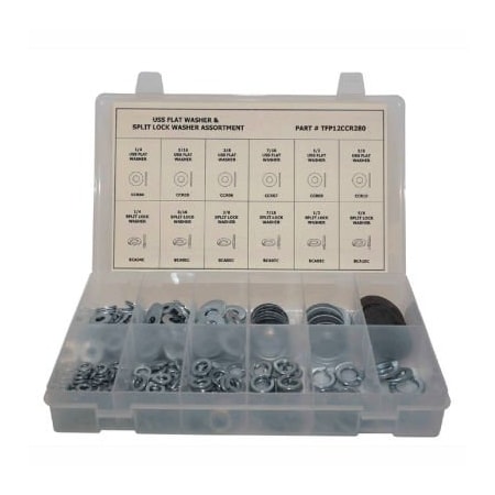 Titan Fasteners Flat & Split Lock Washer Washer Assortment, Steel, Zinc ...