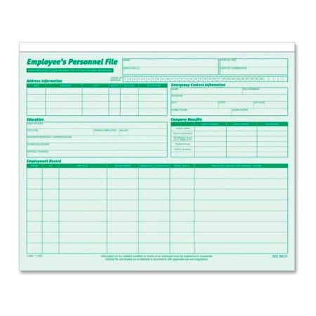 Tops Business Forms Tops Employee Record File, 25-3/4" x 9-1/2", Green ...