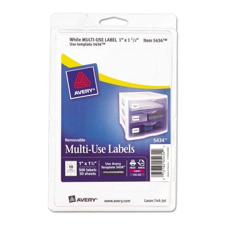 Avery Avery Print or Write Removable Multi-Use Labels, 1 x 1-1/2, White ...