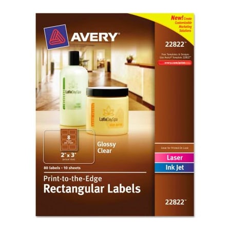 Avery Promotional Label, 2" Label W, 8 Labels per Sheet Crystal Clear ...