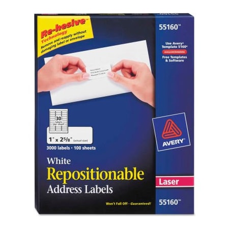 Avery Avery Repositionable Address Labels for Laser Printers, 1 x 2 5/8 ...