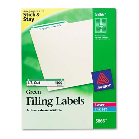 Avery File Folder Label, 21/32" Label W, 30 Labels per Sheet Green 5866 ...