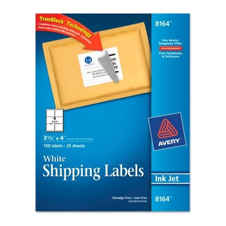 Avery Avery Shipping Labels with TrueBlock Technology, 3-1/3 x 4, White ...