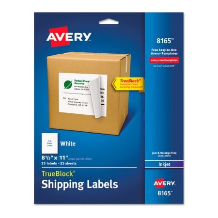 Avery Avery White Shipping Labels With TrueBlock Technology, 8-1/2" x ...