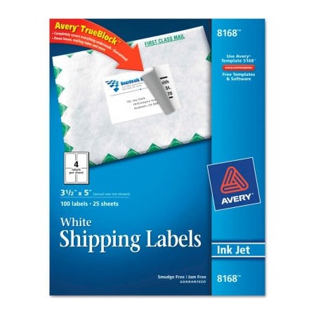 Avery Avery Shipping Labels with TrueBlock Technology, 3-1/2 x 5, White ...