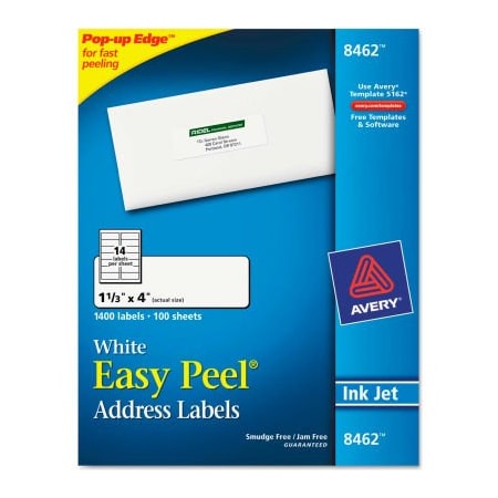 Avery Avery Easy Peel Inkjet Address Labels, 1-1/3 x 4, White, 1400/Box ...