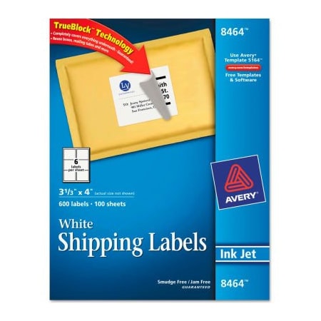 Avery Avery Shipping Labels with TrueBlock Technology, 3-1/3 x 4, White ...