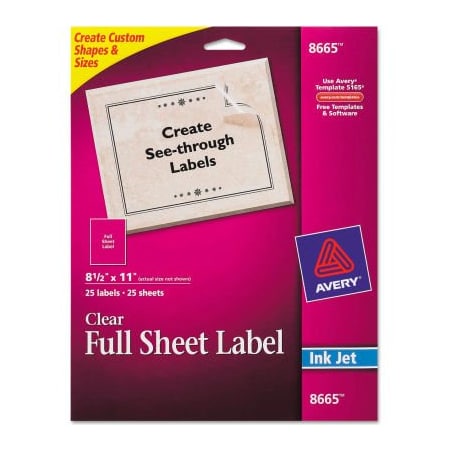 Avery Shipping Label, 8 1/2" Label W, 1 Labels per Sheet Frosted Clear ...