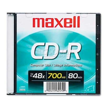 Maxell Maxell CD-R Disc, 700MB/80min, 48x, w/Slim Jewel Case, Silver ...
