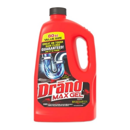 Sc Johnson Drano Max Gel Clog Remover, Bleach Scent, 80 Oz. Bottle, 6 ...