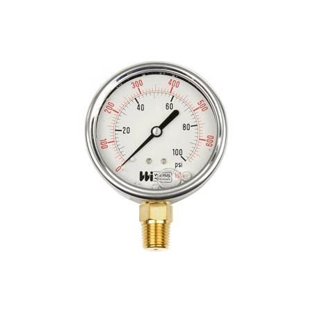Weiss Instruments 2 1/2" dial, liquid filled, 1/4" NPT bottom, 0-200 ...