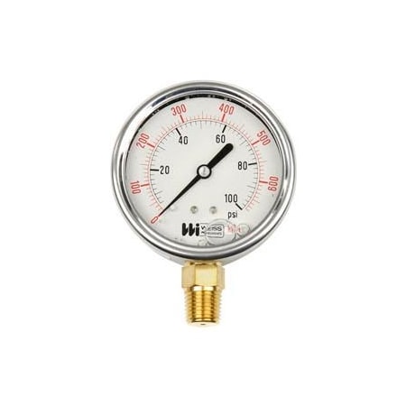 Weiss Instruments 2 1/2" dial, liquid filled, 1/4" NPT bottom, 0-30 ...