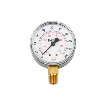 Weiss Instruments 2 1/2" dial, 1/4" NPT bottom, 0-100 PSI TL25-100-4L ...