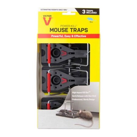 Woodstream Victor 3-Pack Power-Kill Mouse Snap Trap, 3 Traps/Pack ...