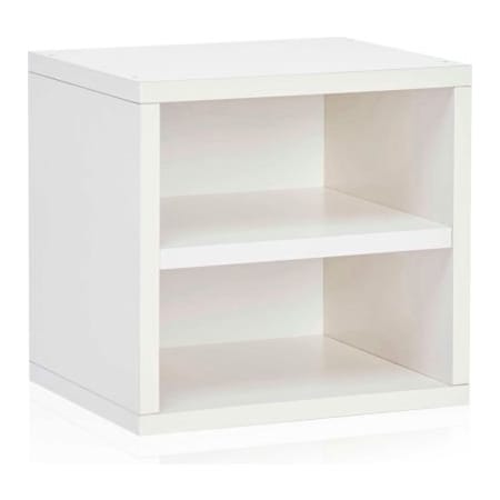 Way Basics Way Basics Stackable Cube With Shelf, White C-SCUBE-WE | Zoro