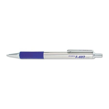 Zebra Pen Zebra F-402 Ballpoint Retractable Pen, Blue Ink, Fine 29220 ...