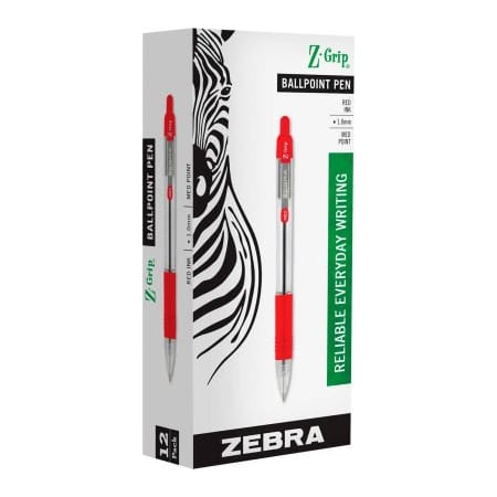 Zebra Pen Zebra Z-Grip Ballpoint Retractable Pen, 1.0mm, Red Ink, Dozen ...