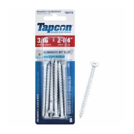 Itw Tapcon Concrete Screw, Steel 28172 | Zoro