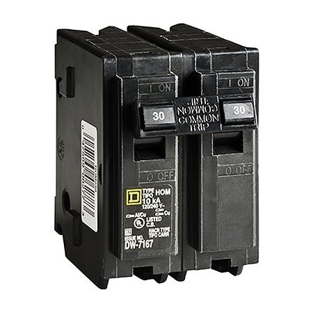 SQUARE D BY SCHNEIDER ELECTRIC 30A, 2 pole Circuit Breaker, HOM, 120 ...