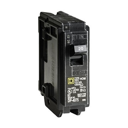 SQUARE D BY SCHNEIDER ELECTRIC 20A, 1 pole Circuit Breaker, HOM, 120 ...