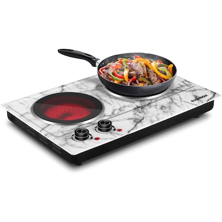 Cusimax Electric Double Hot Plate, Infrared Ceramic Electric Cooktopl ...