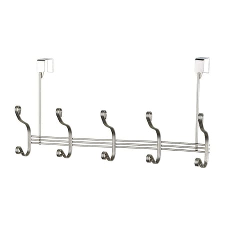 Home Basics Over the Door 5 Hook Hanging Rack, Satin Nickel DH01774 | Zoro