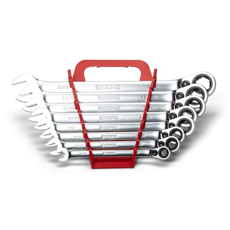 Capri Tools 6-Point Reversible Ratcheting Combination Wrench Set SAE, 8 ...