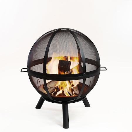 Deko Living 34 Inch Diameter Outdoor Steel Wood Burning Sphere Fire Pit ...