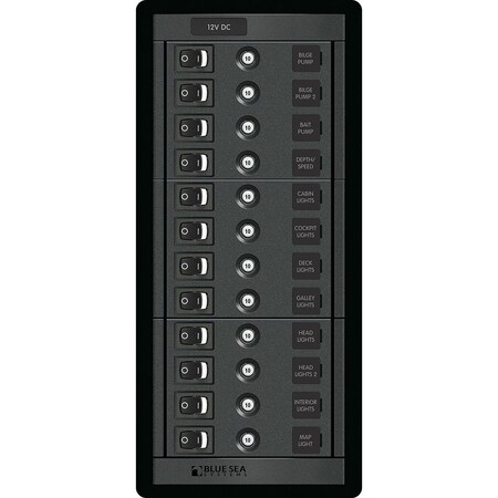 Blue Sea Systems Blue Sea 1461 12 Position Circuit Breaker Panel - 12V ...