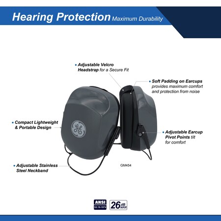 Ge Behind-the-Neck EARMUFFS, 26, Gray GM454 | Zoro