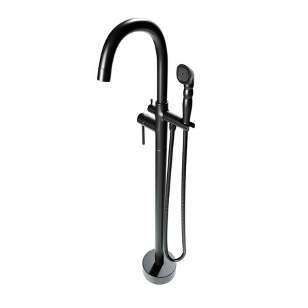 Castello Usa Neptune Freestanding Matte Black Gooseneck Tub Filler ...