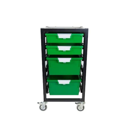 Storsystem Commercial Grade Mobile Bin Storage Cart with 4 Green High ...