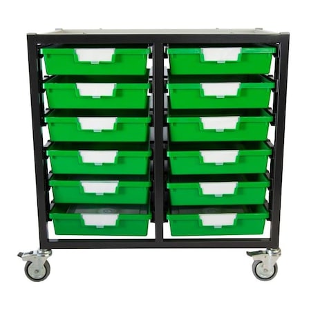 Storsystem Commercial Grade Mobile Bin Storage Cart with 12 Green High ...