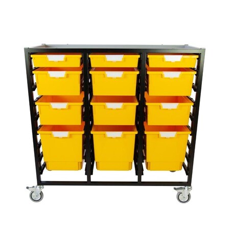 Storsystem Commercial Grade Mobile Bin Storage Cart with 12 Yellow High ...