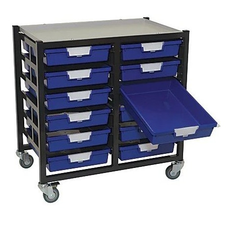 Storsystem Commercial Grade Mobile Bin Storage Cart with 12 Yellow High ...