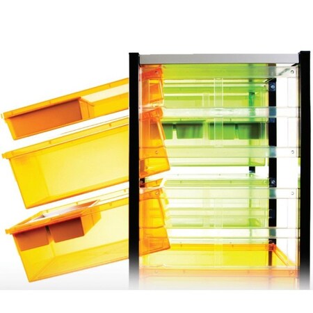 Storsystem Commercial Grade Mobile Bin Storage Cart with 4 Yellow High ...