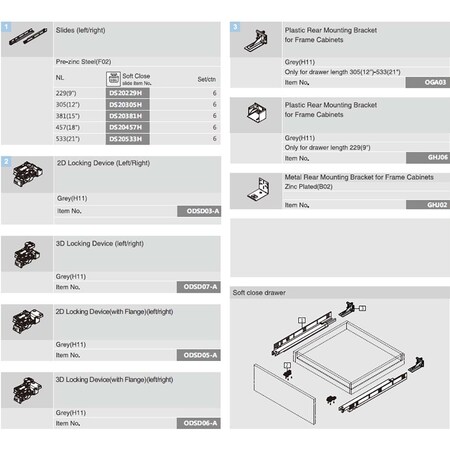 Dtc 21in Soft-close Full Extension Zinc Drawer Slide with Locking Clips ...