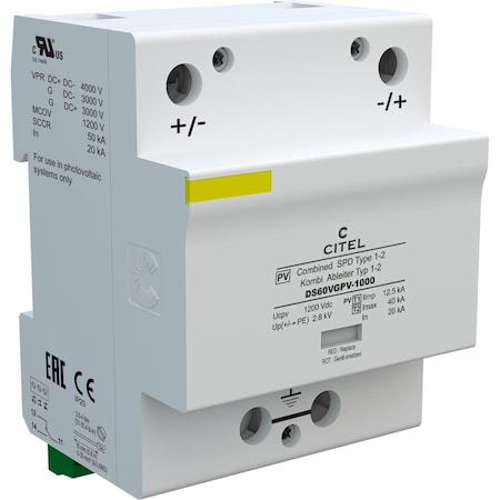 Citel Surge Protection Device, 1000V, 2 Wires DS60VGPV-1000 | Zoro