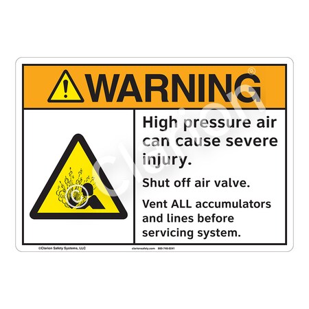 Clarion Safety Systems ANSI/ISO Compliant Warning High Pressure Safety ...